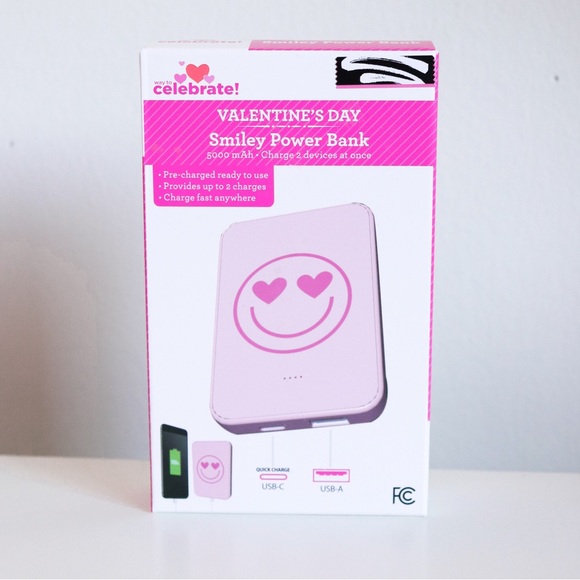 Cell Phones & Accessories | Pink Phone Charger Smiley Power Bank | Poshmark